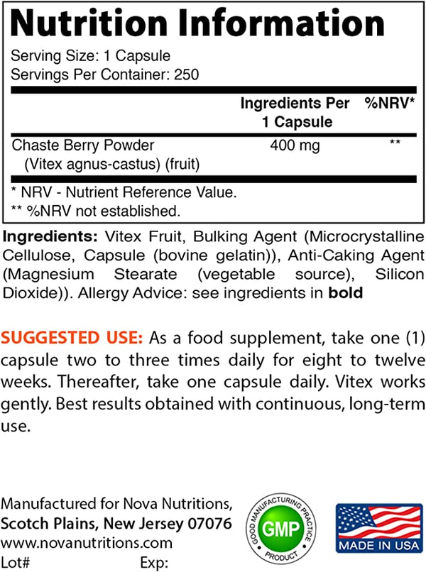 Nova Nutrition s Vitex 400 Mg 250 Capsules Nova Nutritions nova-nutrition-s-vitex-400-mg-250-capsules-nova-nutritions