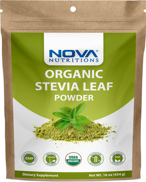 Nova Nutrition's Certified Organic Stevia Leaf Powder, 16 OZ (454 Gram ...