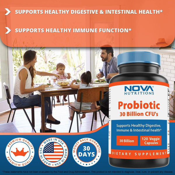 Nova Nutritions Probiotic 30 Billion SHELF STABLE 120 Veggie Capsules