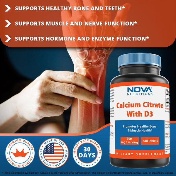 Nova Nutritions Calcium Citrate with D3 240 Tablets