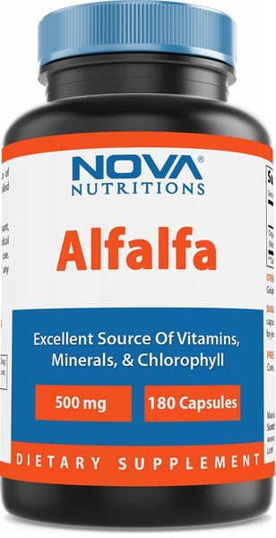 Nova Nutrition's Alfalfa 500 mg 180 Capsules | Nova Nutritions